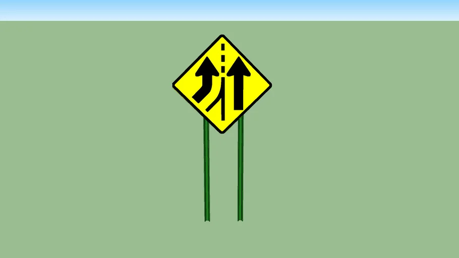 Lane Added Merge on Left Sign | 3D Warehouse