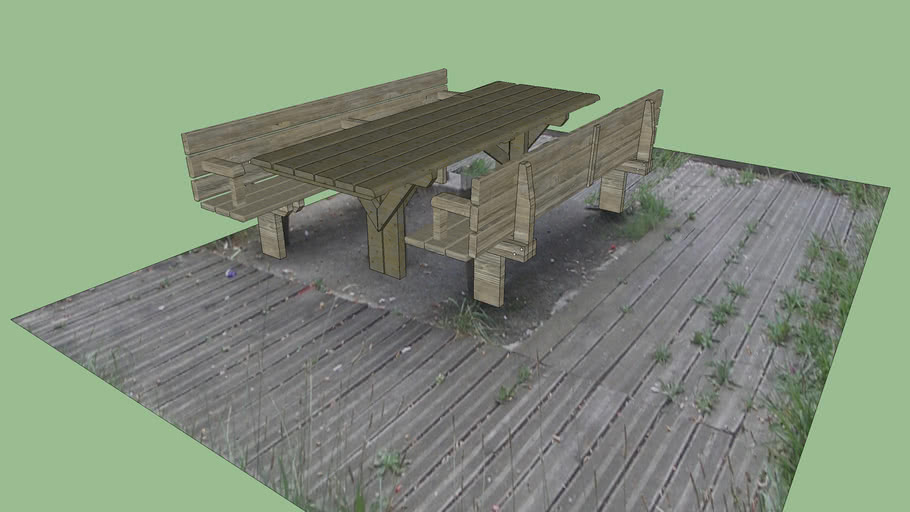 All wood table and seats | 3D Warehouse