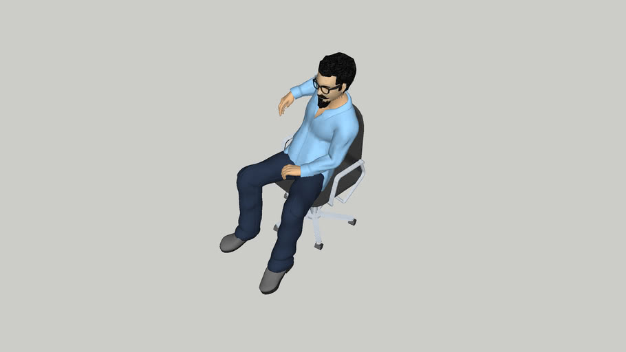 Man with specs sitting | 3D Warehouse