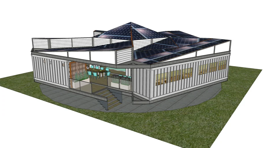 sustainable self spinning cargo container house | 3D Warehouse