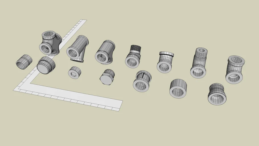 1 inch Iron Sch 40 NPT Fittings | 3D Warehouse