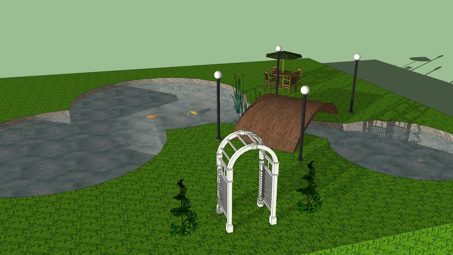 garden with pond | 3D Warehouse