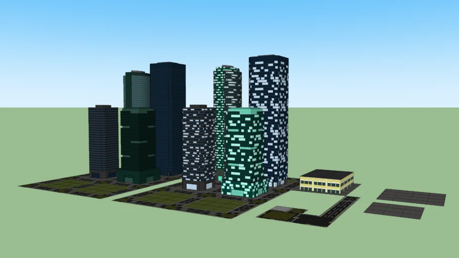 Alpha Cube World -- Modern Buildings Part 1 (Night) | 3D Warehouse