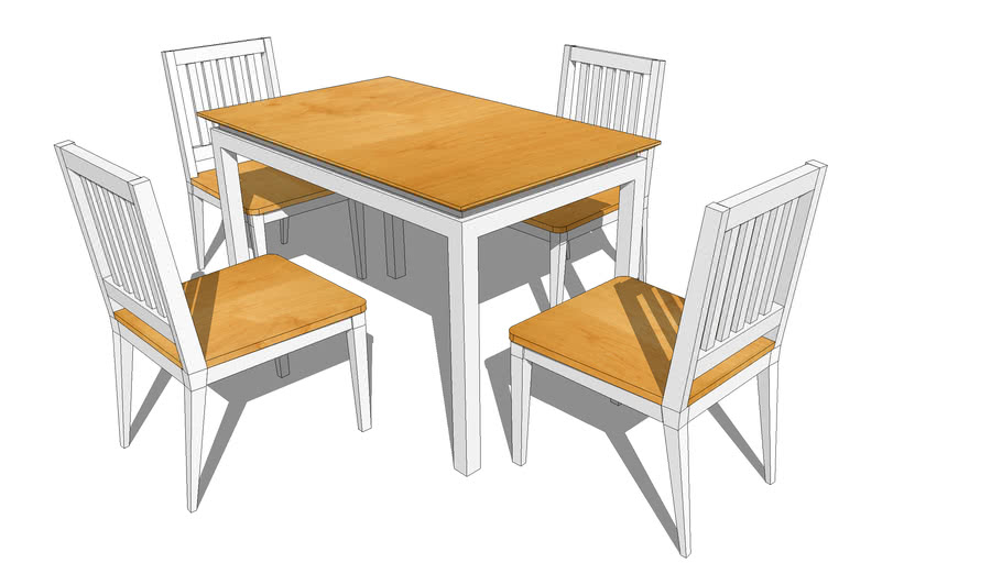 DINING TABLE- 4 SEATER 1200mm x 750mm | 3D Warehouse