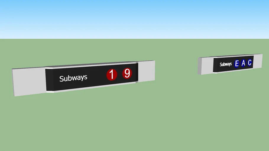 WTC Mall Old Black Sign, Directory SUBWAY 1,9,E,A&C | 3D Warehouse