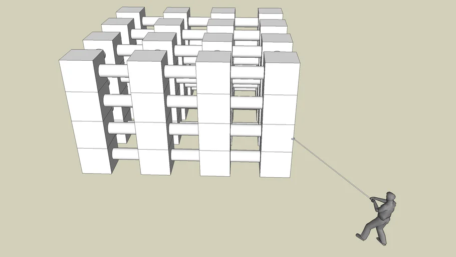 Man pulling a big architectural cube | 3D Warehouse