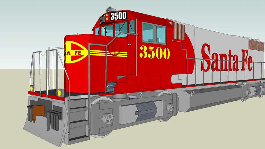 ATSF Locomotive (Red & Silver) | 3D Warehouse