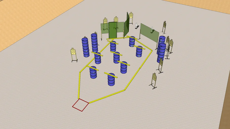 USPSA Stage - Sticky Barrels | 3D Warehouse
