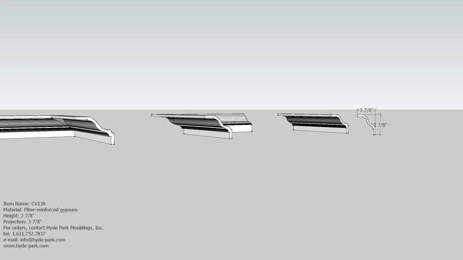 2 7/8'H x 3 7/8'P plaster crown moulding CV138 | 3D Warehouse