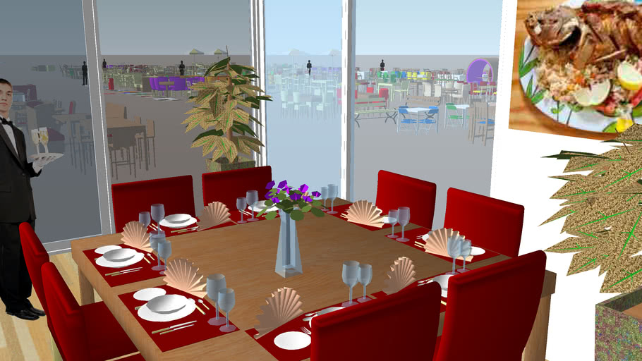 Restaurants, FOH dining sets stools chairs benches props | 3D Warehouse