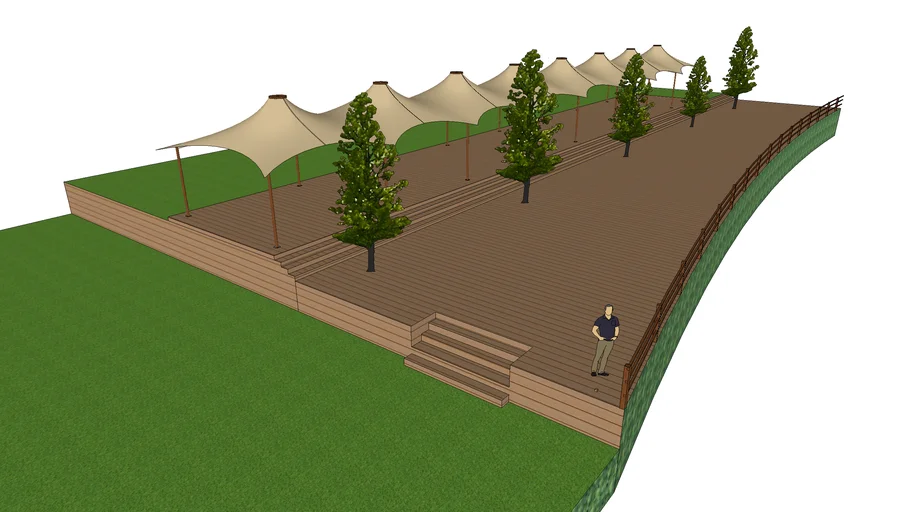 Tensile Membrane Tenda Cafe Hill Mountain | 3D Warehouse