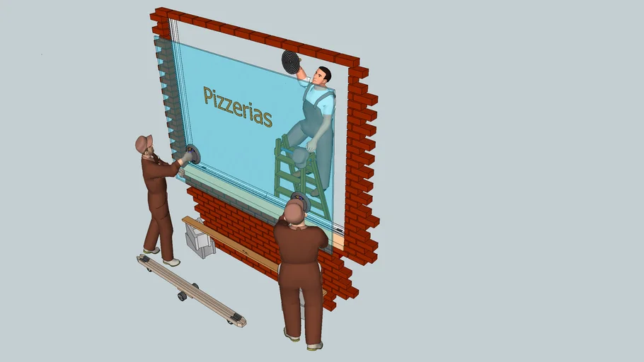 Glaziers Installing Plate Glass | 3D Warehouse
