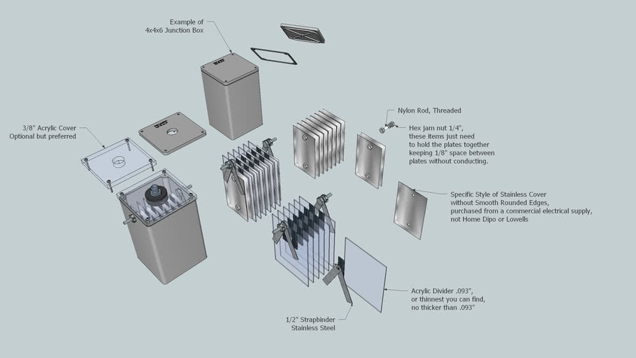 DIY HHO Generator 4x6 JBox with Single Gang SS Covers | 3D Warehouse