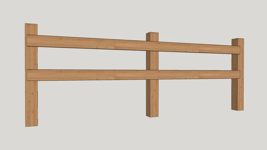 (DYNAGROUP) - Fence - Dyna Timber - 2400 x 1200H Post & 2 Rail | 3D ...