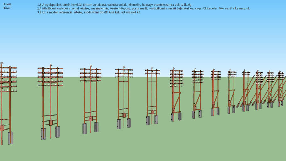 Hungarian Telecommunication Pole - Double terminal poles | 3D Warehouse