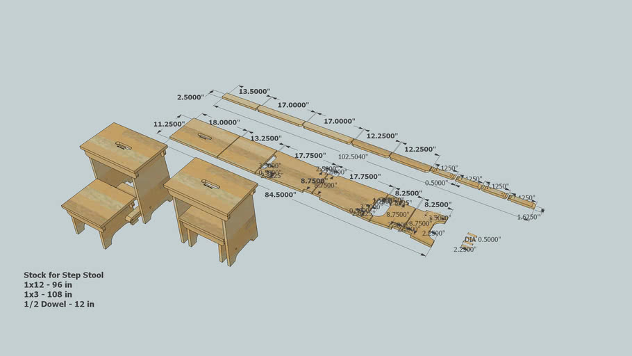 Swing Out 2 Step Stool | 3D Warehouse