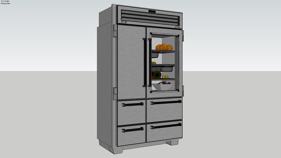 Sub Zero glazed fridge filled with food High poly V-ray materials | 3D ...