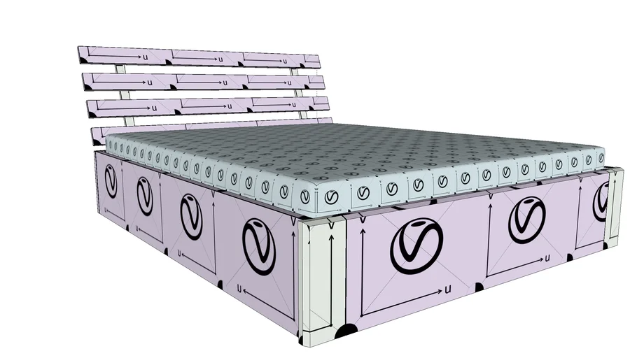 Lozko drewniane 160x200 | 3D Warehouse