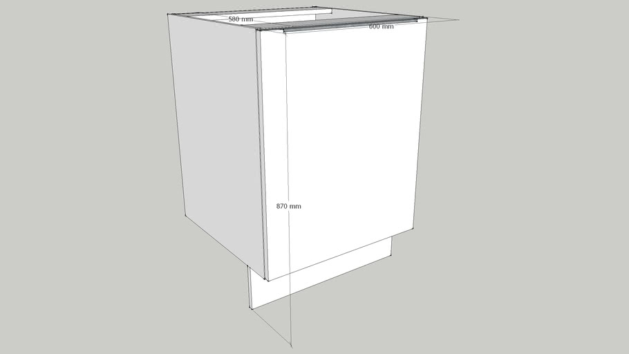 Standard 60cm Kitchen Base Unit (with Slab Door, Top Handle & Plinth ...