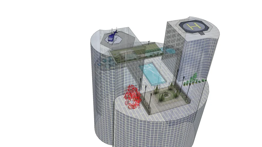 X-Ray Vision image of Twin Tower Version 1 | 3D Warehouse