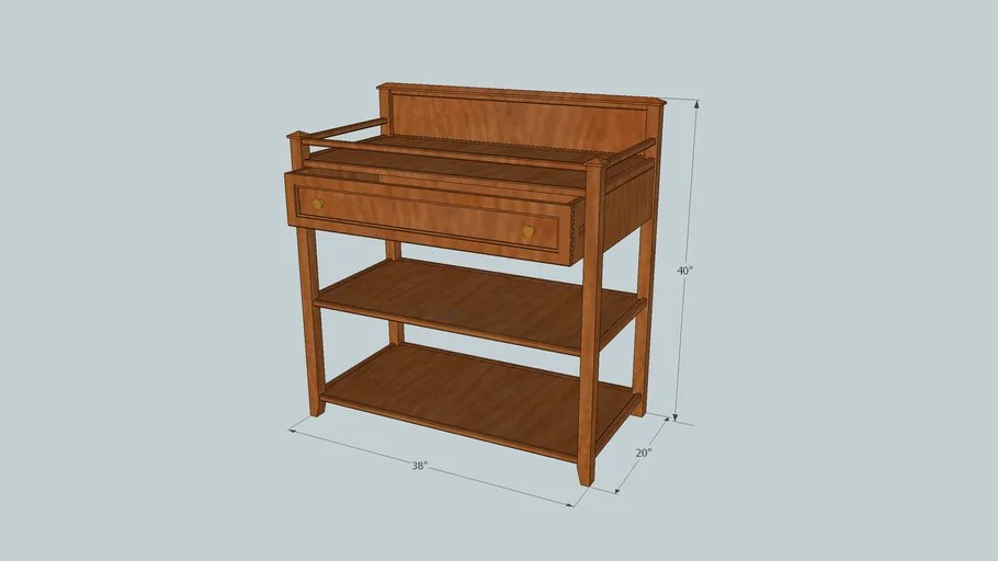 Baby Changing Table w/ Single Drawer and 2 Lower Shelves | 3D Warehouse