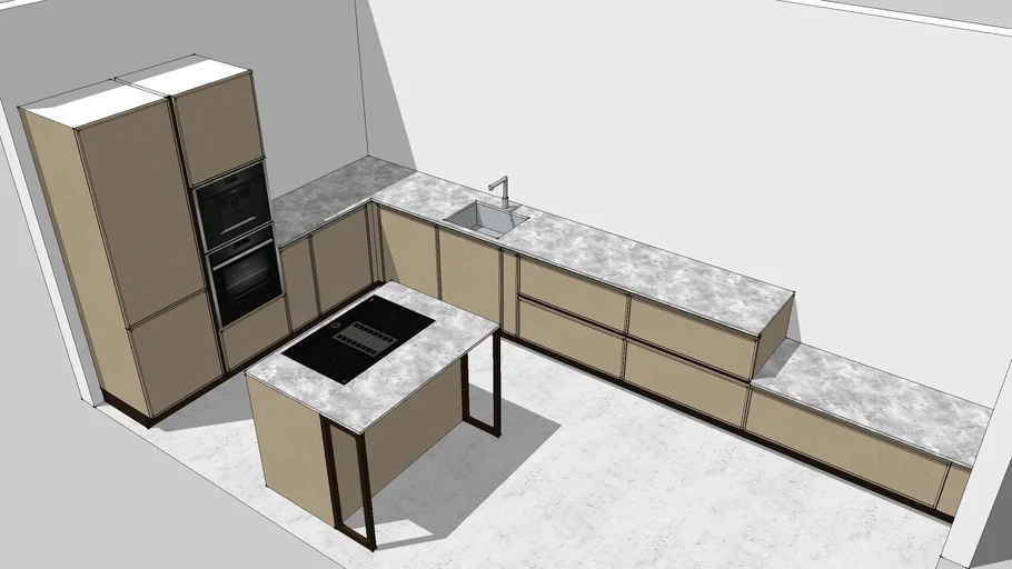 L-shaped kitchen with Island | 3D Warehouse