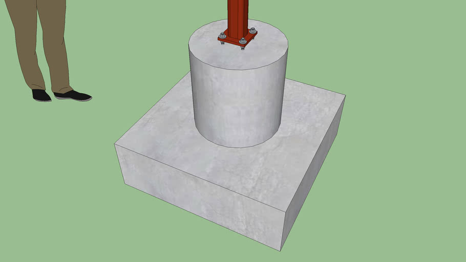 Steel Post with Concrete Footing | 3D Warehouse
