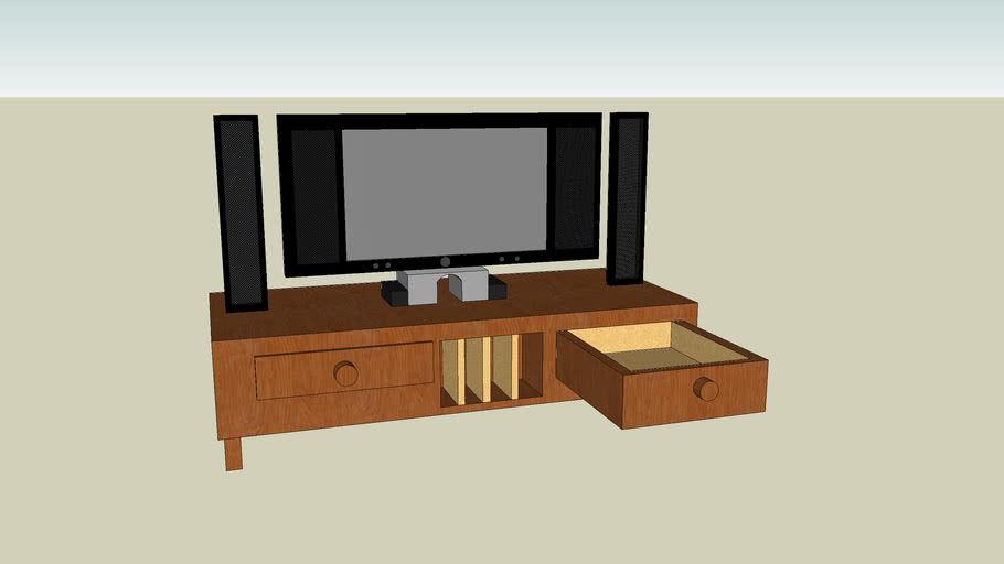 Table with TV and Speakers | 3D Warehouse