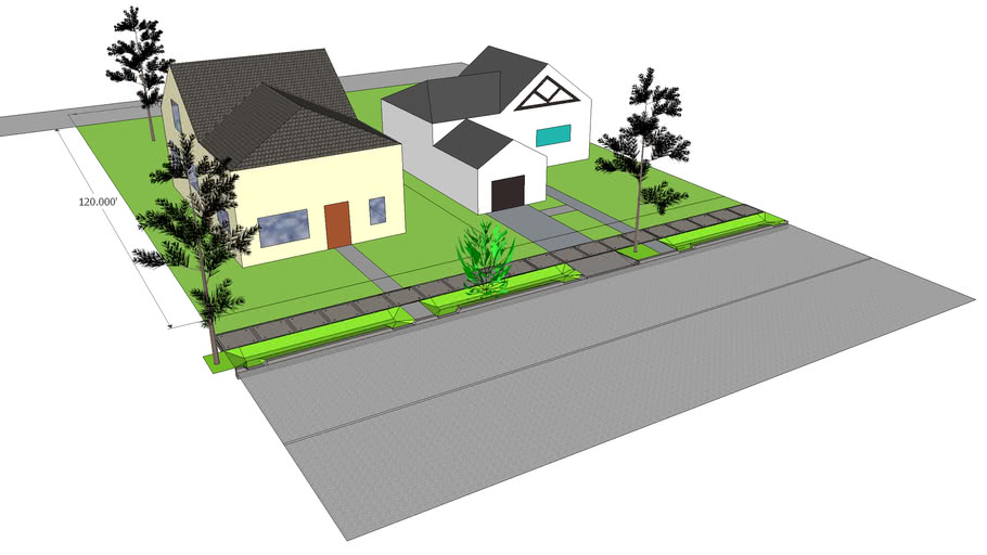 Street Section with Bioswales and Pervious Sidewalk Concept | 3D Warehouse