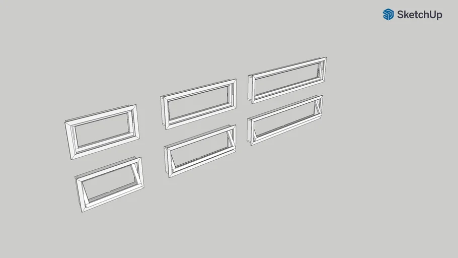 Janela capelinha horizontal 40x120+x180+80 de madeira | 3D Warehouse