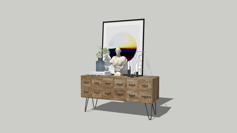 Rustic wood storage buffet table | 3D Warehouse