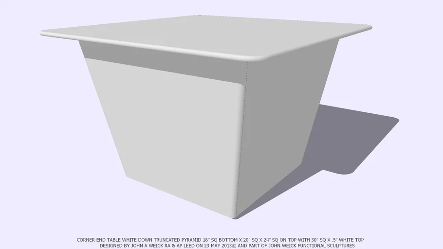END TABLE CORNER WHITE TRUNCATED PYRAMID WHITE TOP BY JOHN A WEICK RA ...