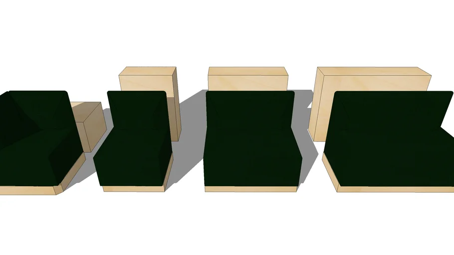 Bank Wood seating system - All Modules, By Icons of Denmark | 3D Warehouse