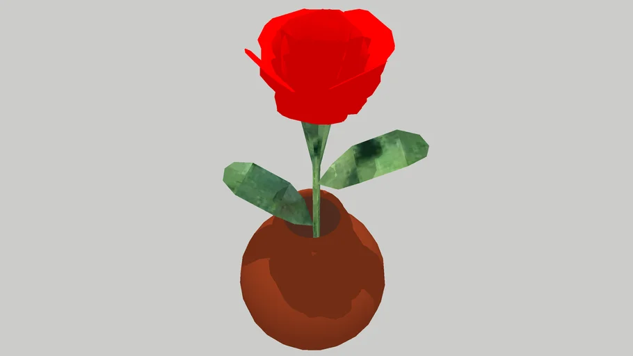 Vaso de Barro rosa vermelha | 3D Warehouse