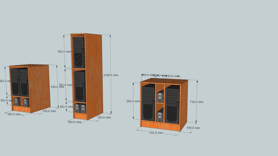wooden rack for two PC servers and two UPS | 3D Warehouse