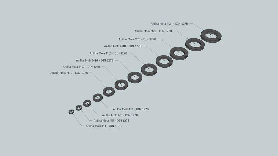 Anilhas Mola DIN 127B - Spring Lock Washers DIN 127B | 3D Warehouse