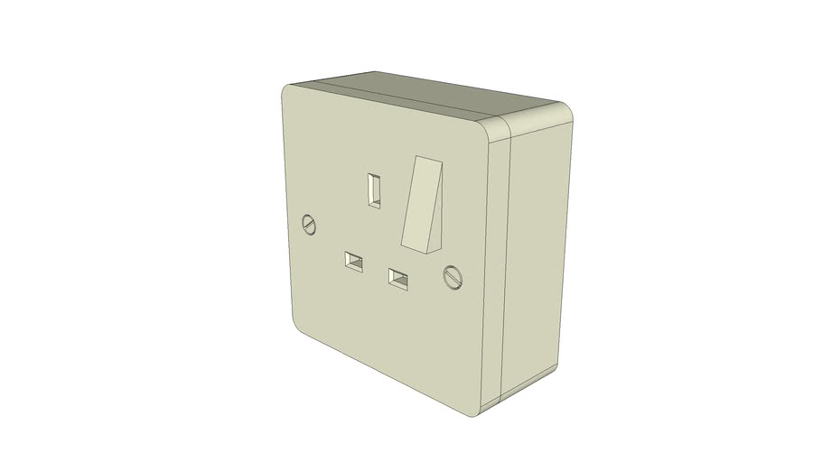 1 Gang, Wall Mounted, Plug Socket. | 3D Warehouse