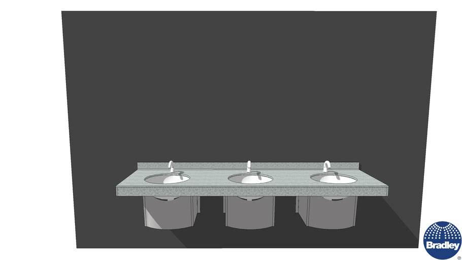 ADA Sink - OmniDeck Three Bowls - Standard Height | 3D Warehouse