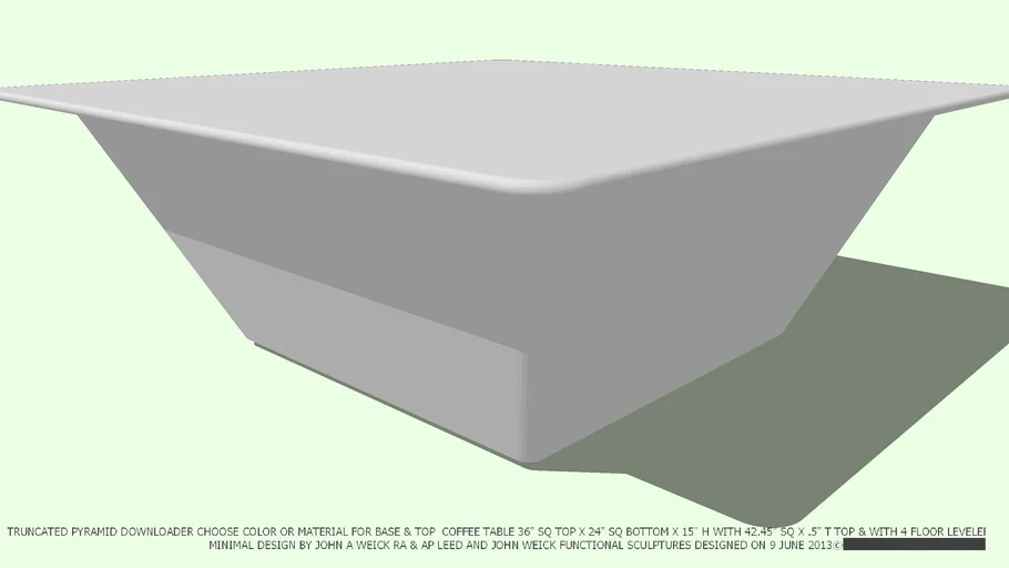 COFFEE TABLE TRUNCATED PYRAMID 42 TOP NO COLOR BY JOHN A WEICK RA | 3D ...