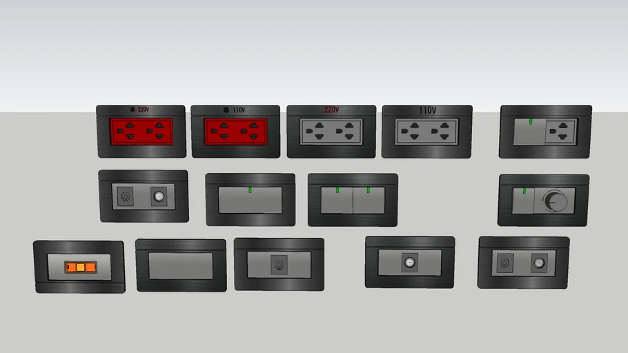 switch socket 開關插座面板 - panasonic - glatima metal | 3D Warehouse