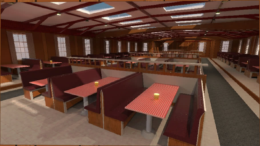 Restaurant Booth Seating in Large Dining Room | 3D Warehouse