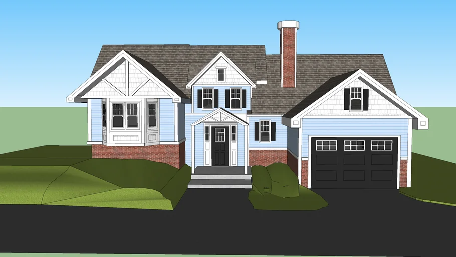 Tudor/Craftsman Split Level house design by Landon | 3D Warehouse