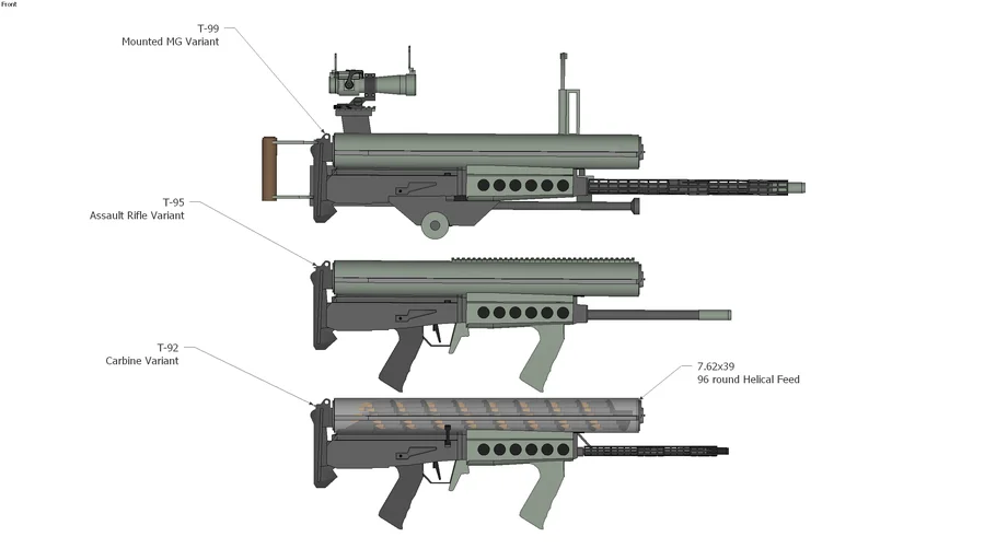 T-90 Series Bullpup Helix Rifles | 3D Warehouse