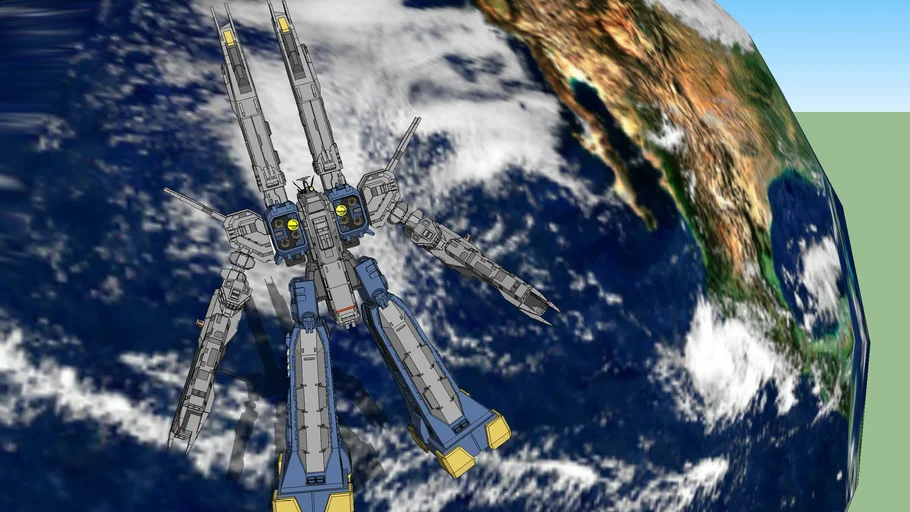 Robotech SDF1 in front of Earth Twilight Render | 3D Warehouse