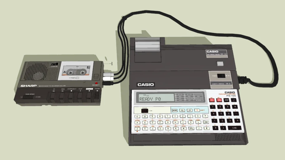 CASIO Pocket Computer PB-100 and Mini Printer FP-12 (1982:Japan) | 3D ...