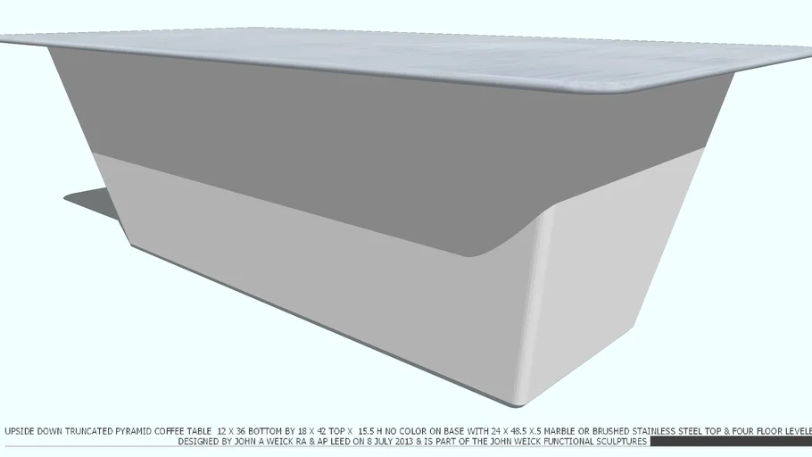 COFFEE TABLE NO COLOR TRUNCATED 2 X 4 TOP ST ST BY JOHN A WEICK RA | 3D ...