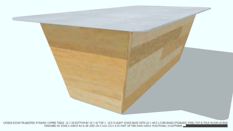 COFFEE TABLE LT WD TRUNCATED ST ST 2X4 TOP DESIGNED BY JOHN A WEICK RA ...