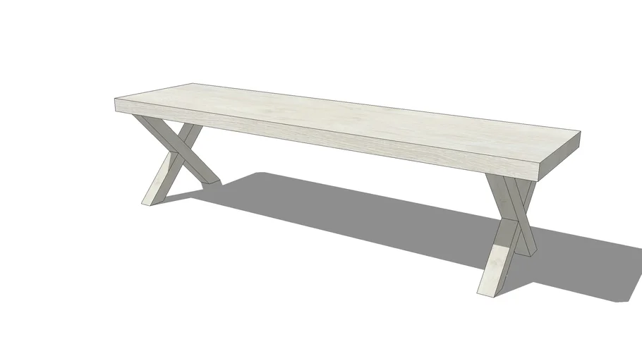 Pale wood Bench with cross legs | 3D Warehouse