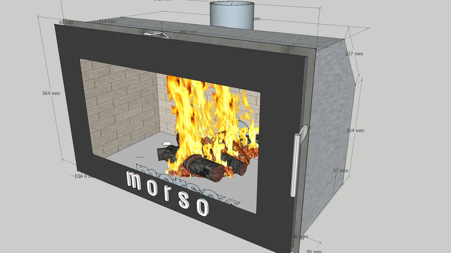morso insert stove S80-90-wood burning stove | 3D Warehouse