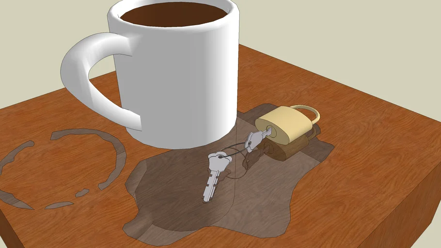 keys and a lock on spilt coffee | 3D Warehouse